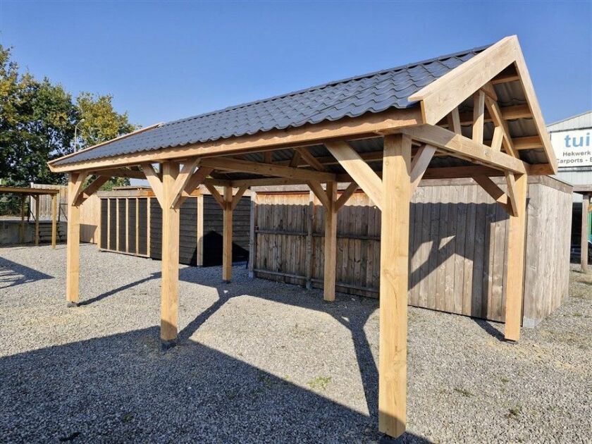 overkapping-garage klassiek douglas met dakpanplaten 1220x410x325 BxDxH ...